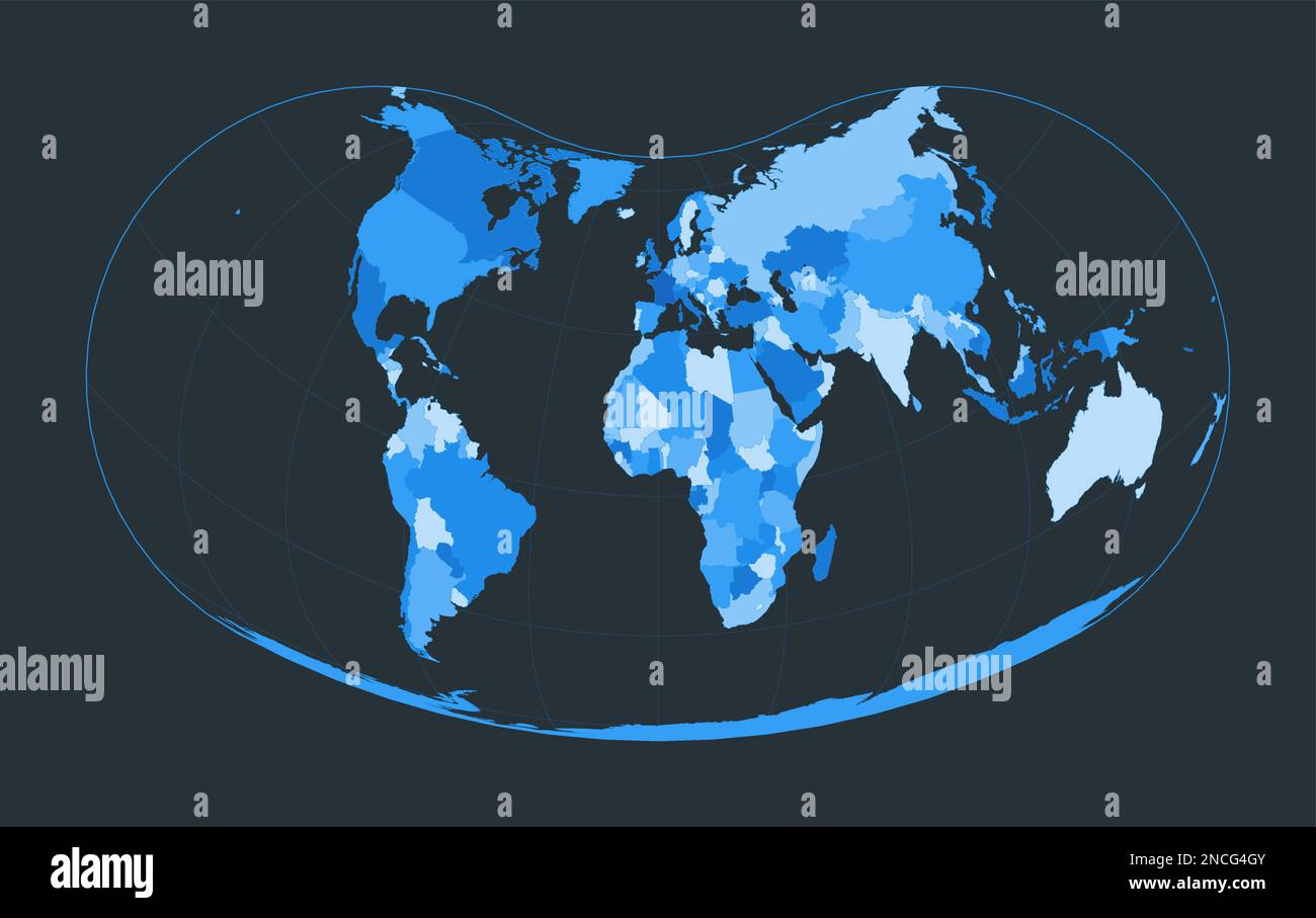 World Map. Hill eucyclic projection. Futuristic world illustration for ...