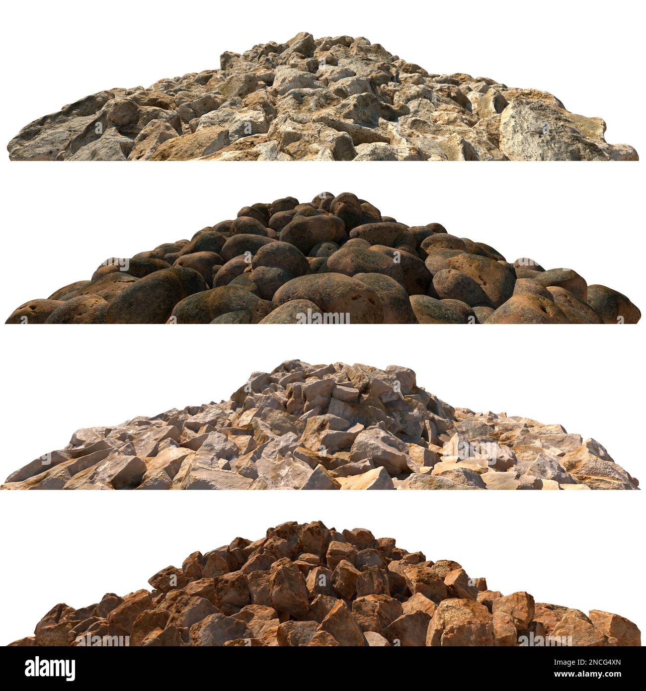 3D illustration pile heaps of stones Isolate on white background Stock ...