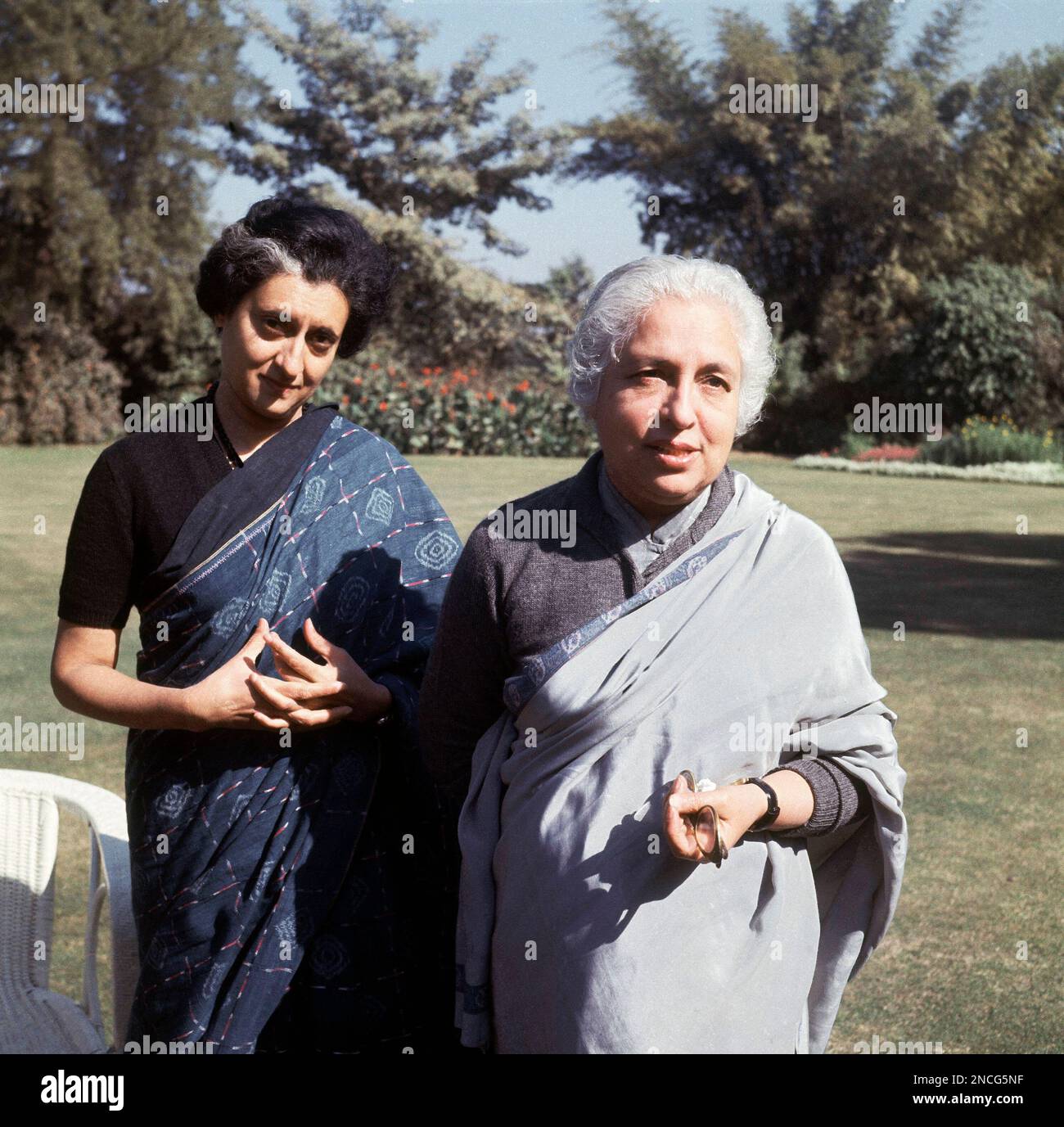 Prime Minister Mrs. Indira Gandhi, daughter of Nehru with her Aunt, Mrs ...