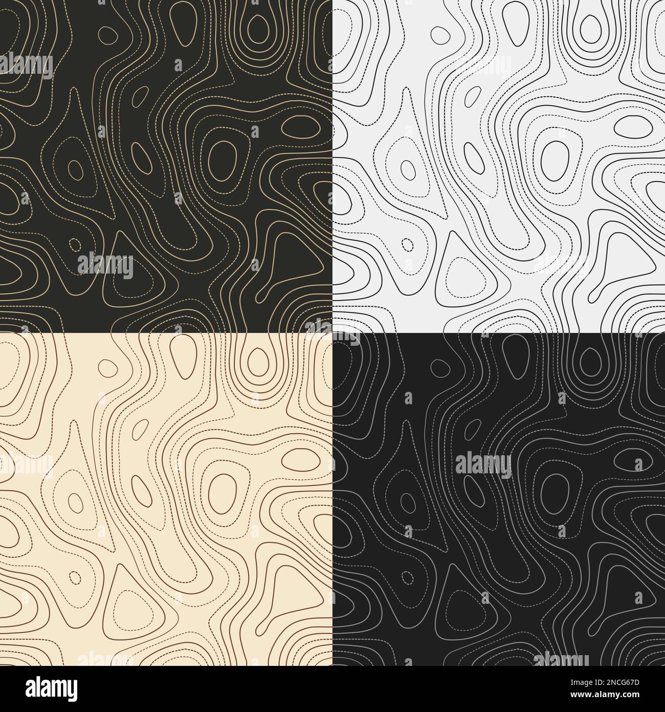 Topography patterns. Seamless elevation map tiles. Captivating isoline ...