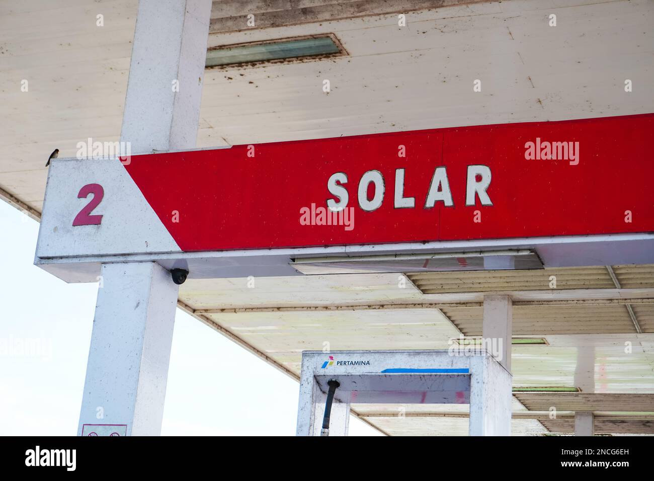 Solar writing on gas station Stock Photo - Alamy