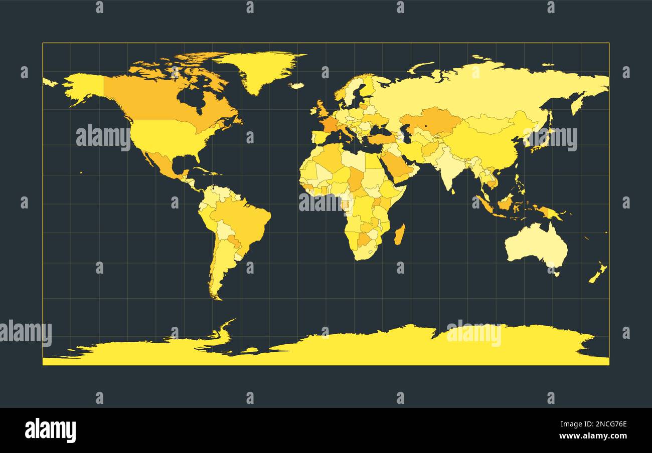 World Map. Patterson cylindrical projection. Futuristic world ...