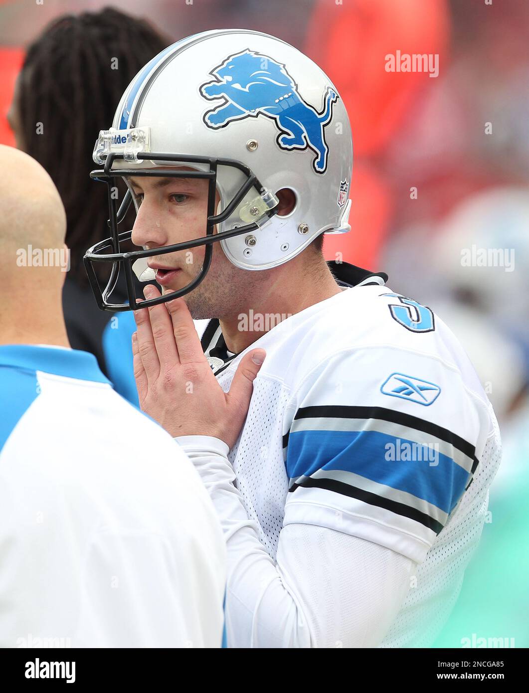 Detroit Lions place kicker Dave Rayner (3) contemplates an overtime ...