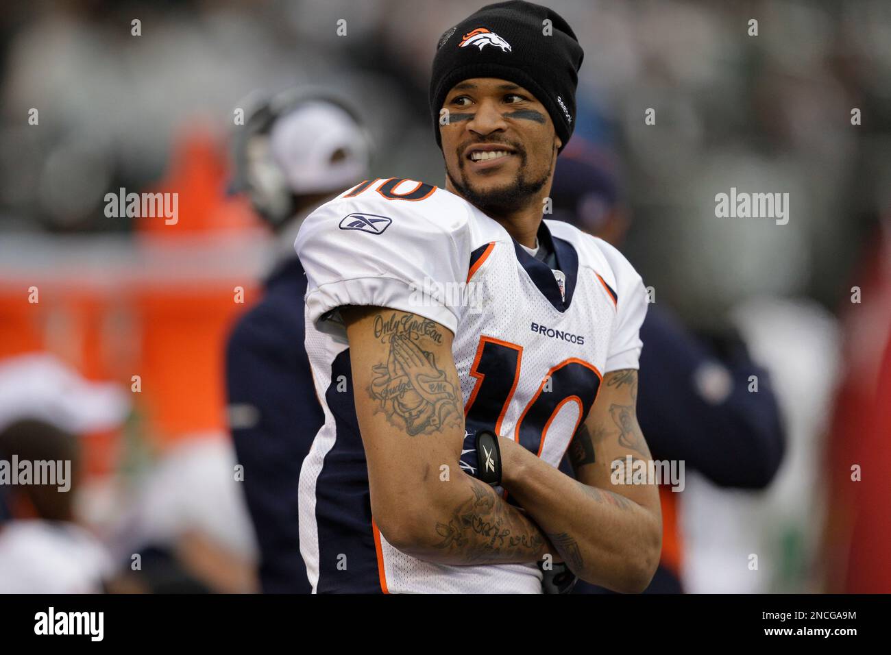 Denver Broncos wide receiver Jabar Gaffney (10) looks on during the ...