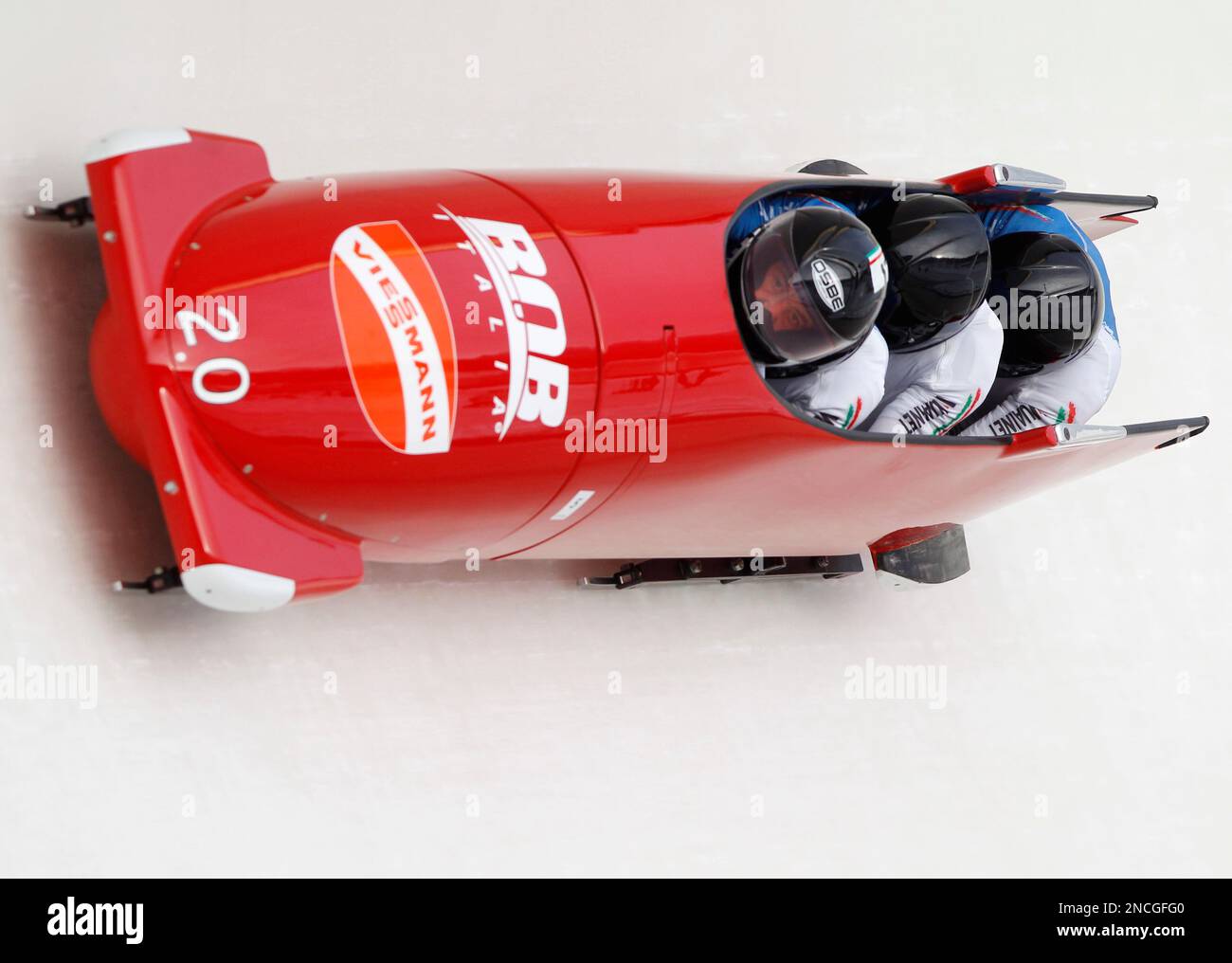 Italy's Simone Bertazzo pilots his team in the first heat of the four ...