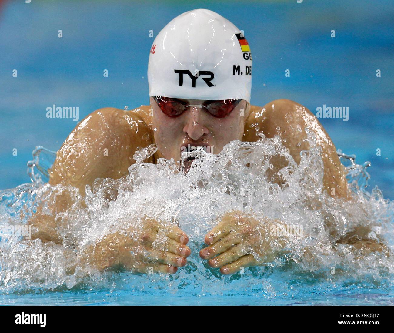 Markus Deibler from Germany swims a Men's 100 meter Individual Medley ...