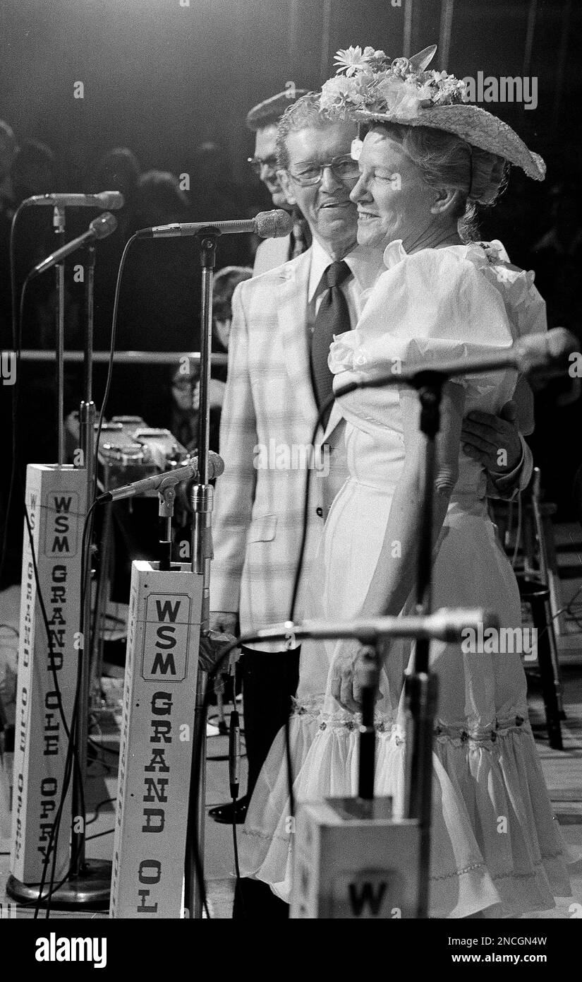 Country stars Roy Acuff and Minnie Pearl perform during the Grand Ole ...