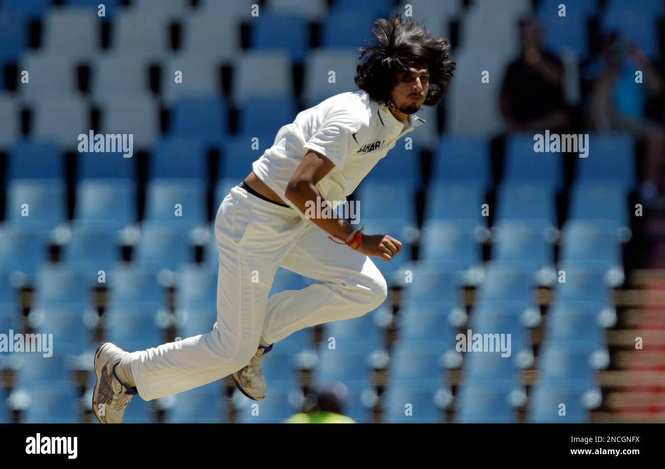 India's bowler Ishant Sharma follows through against South Africa's ...