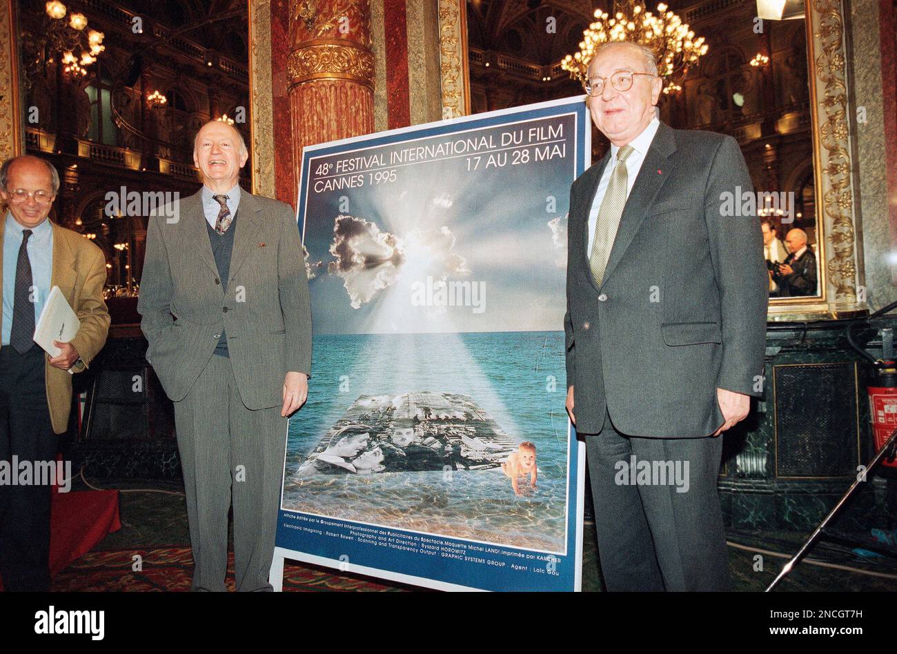 Gilles Jacob, president of the Cannes Film Festival presents the poster ...