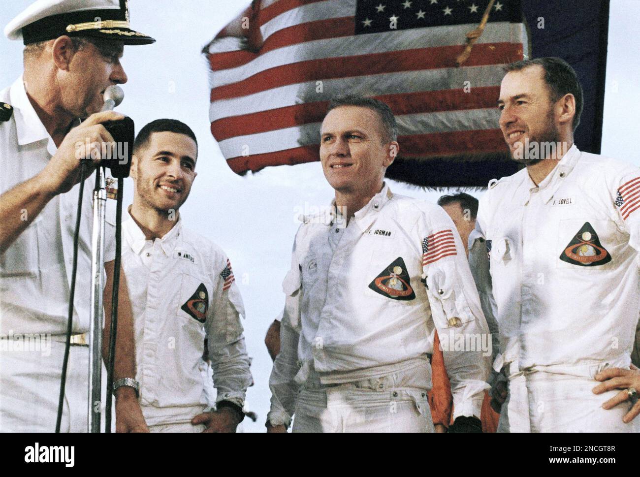 Col. Frank Borman, Apollo 8 astronaut with William Anders, center, and ...