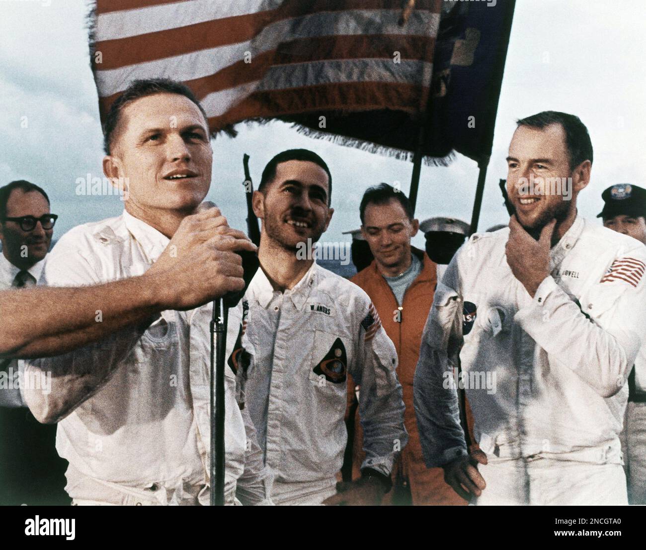 Col. Frank Borman, Apollo 8 astronaut with William Anders, center, and ...