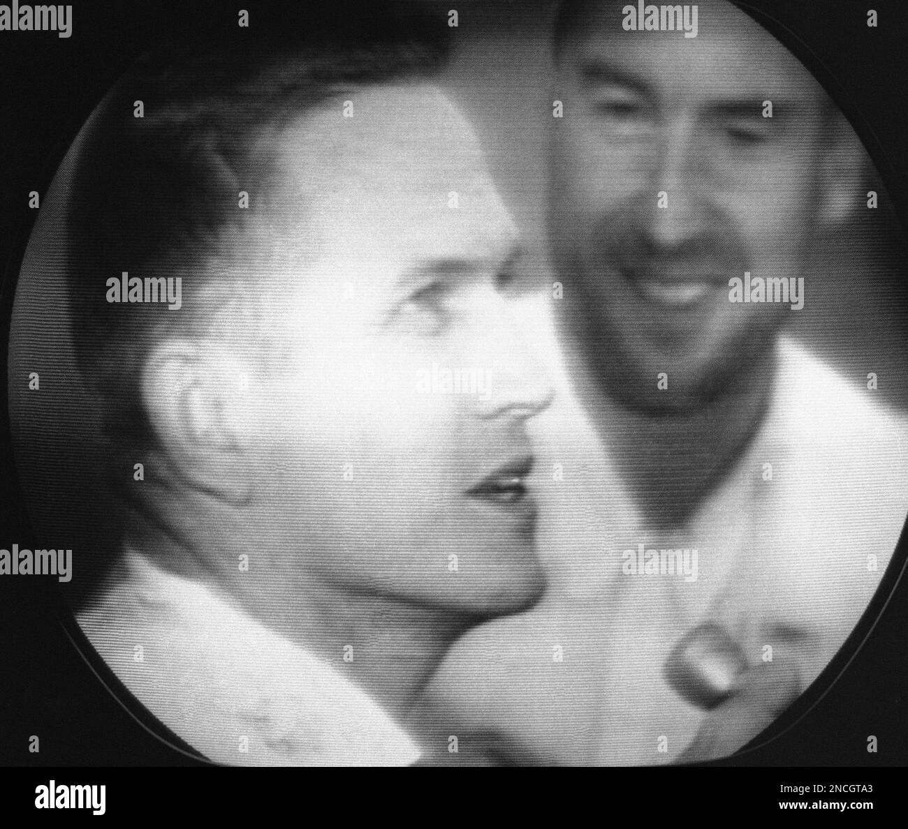 Astronaut Frank Borman speaks into microphone Dec. 27, 1968 after he ...