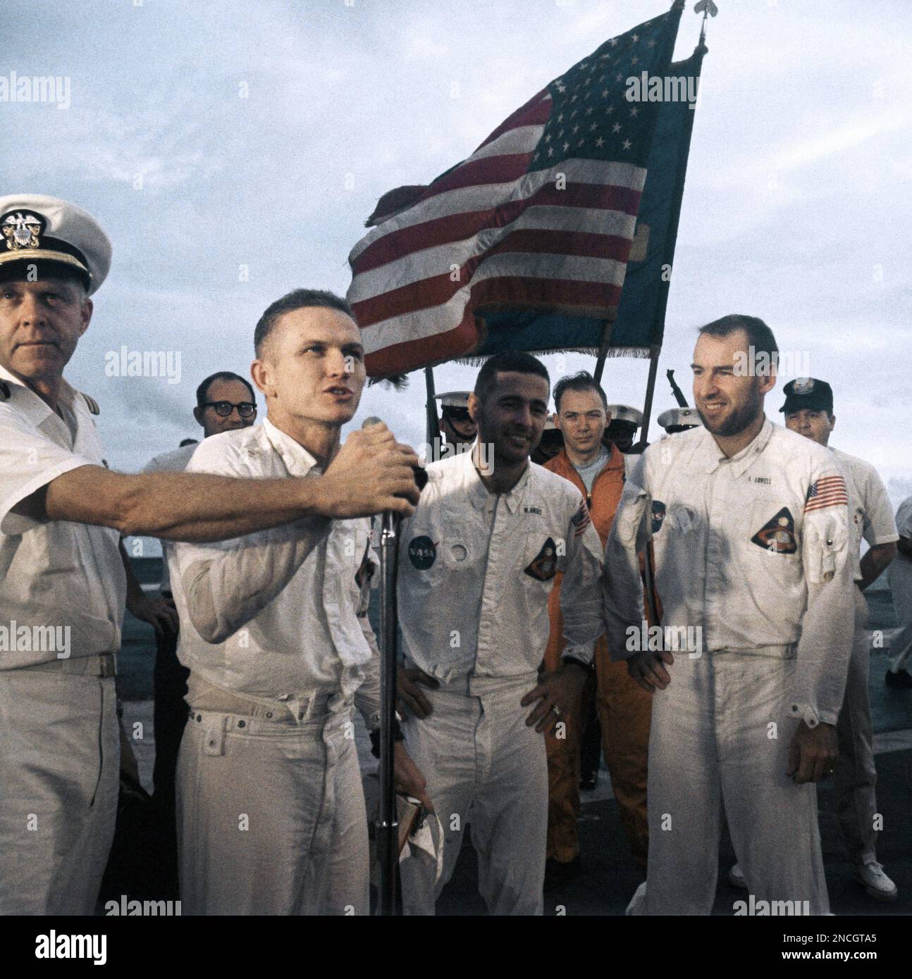 Col. Frank Borman, Apollo 8 astronaut with William Anders, center, and ...