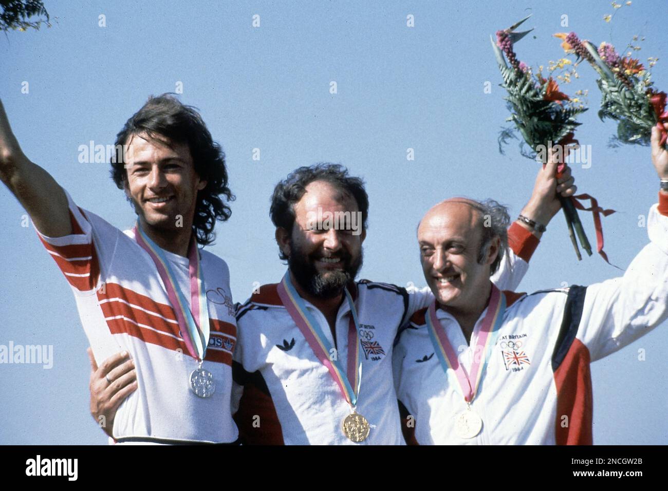 L-R: Daniel Nipkow, silver medalist, Malcolm Cooper gold medal winner ...