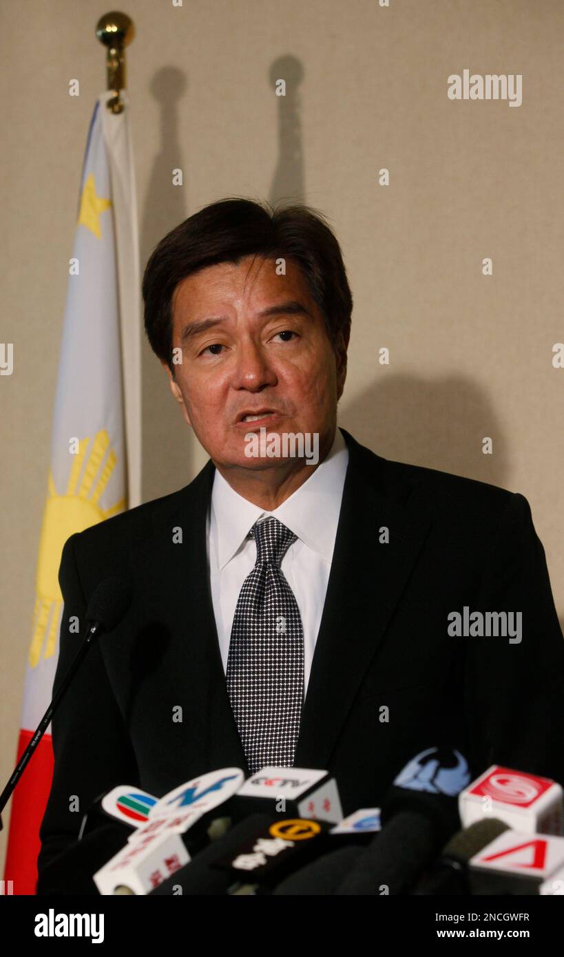 Philippine Tourism Secretary Alberto Lim speaks to the media at the ...