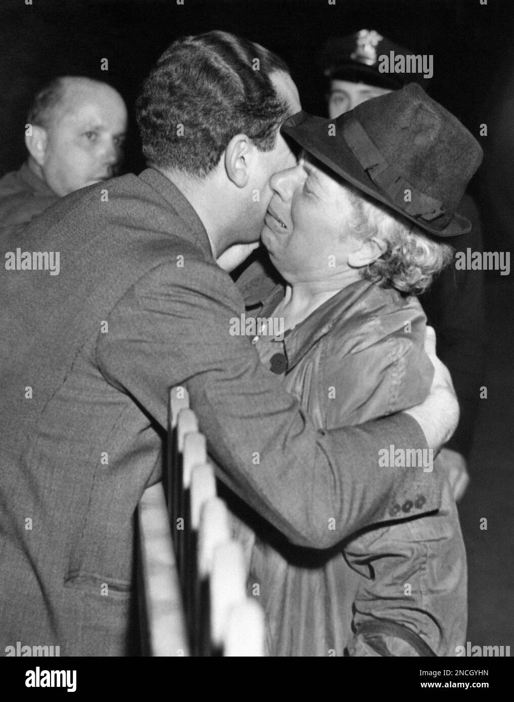 Otto Frisch greets his mother, Mrs. Theresa Frisch in Brooklyn, New ...