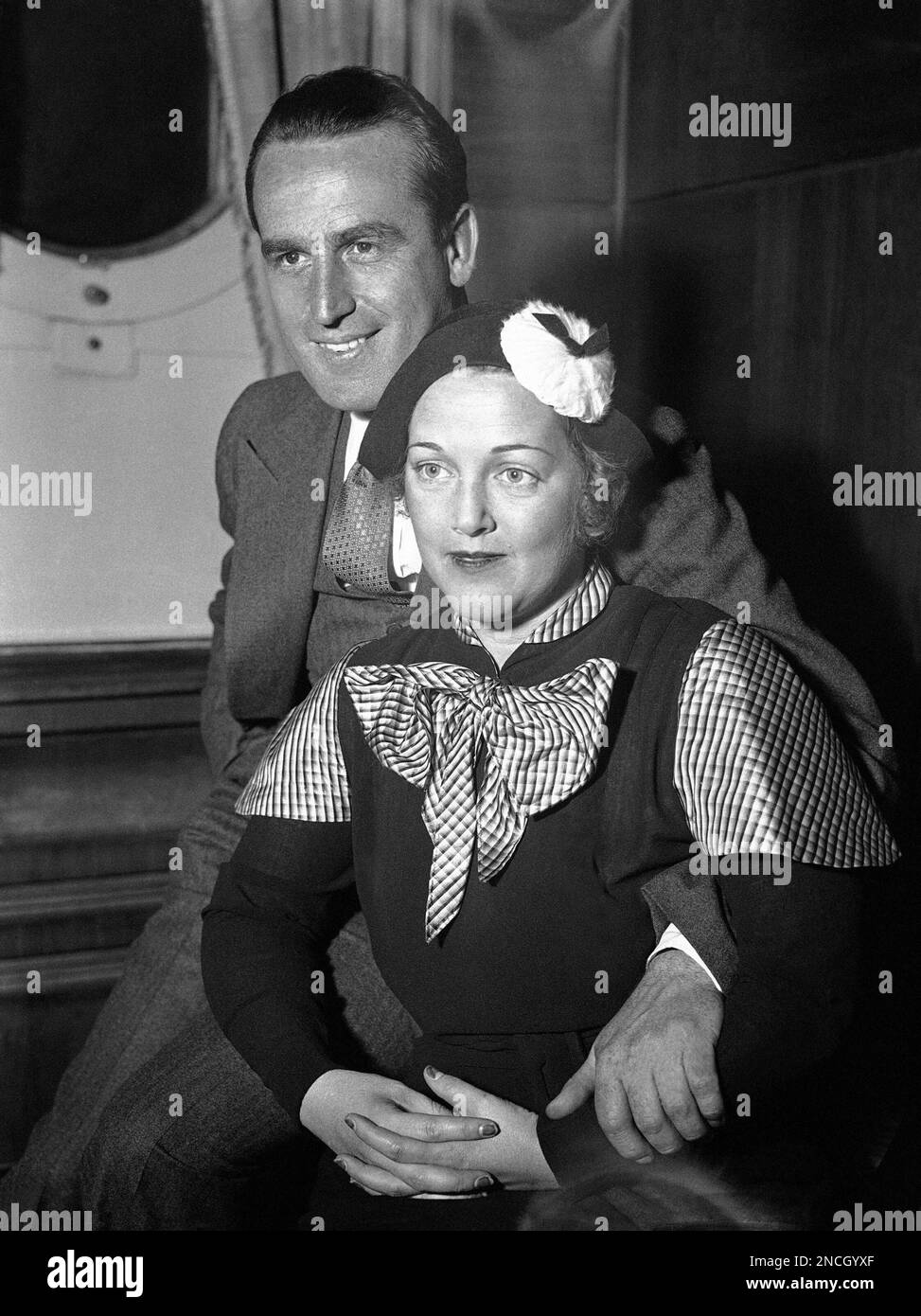 Harold Lloyd and his wife Mildred, photographed on board the S.S. Bremen in New York on Oct. 1 ...