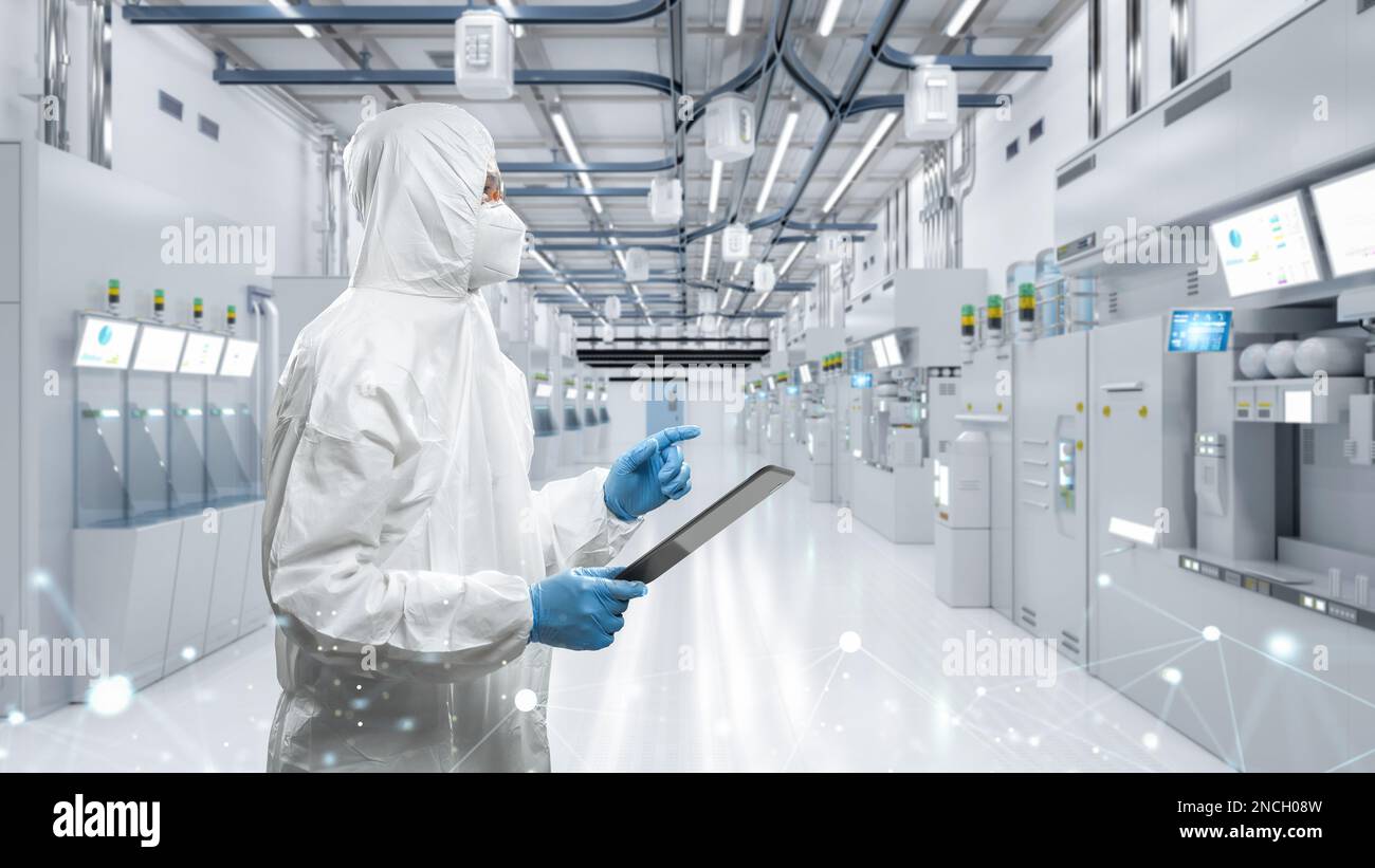 Microchip production factory technician hi-res stock photography and ...