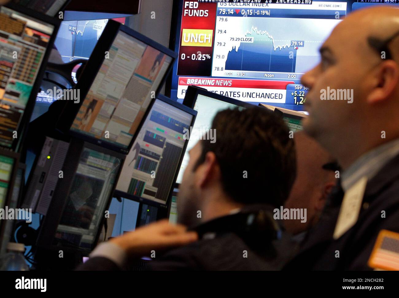 A television monitor in a booth on the trading floor of the New York ...