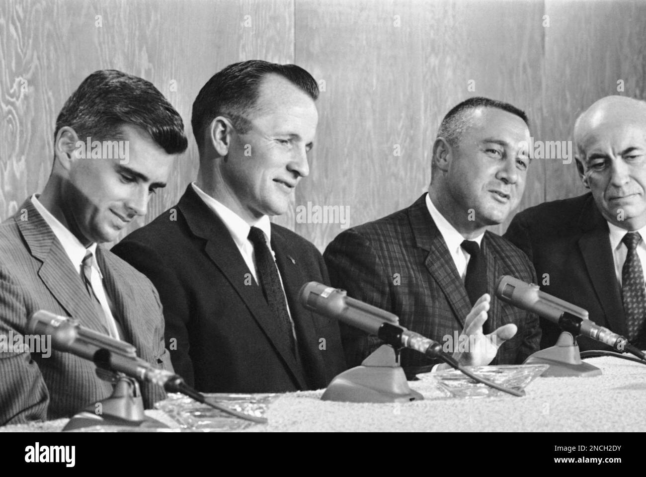 Lt. Col. Virgil I. Grissom, right, command pilot for the first manned ...