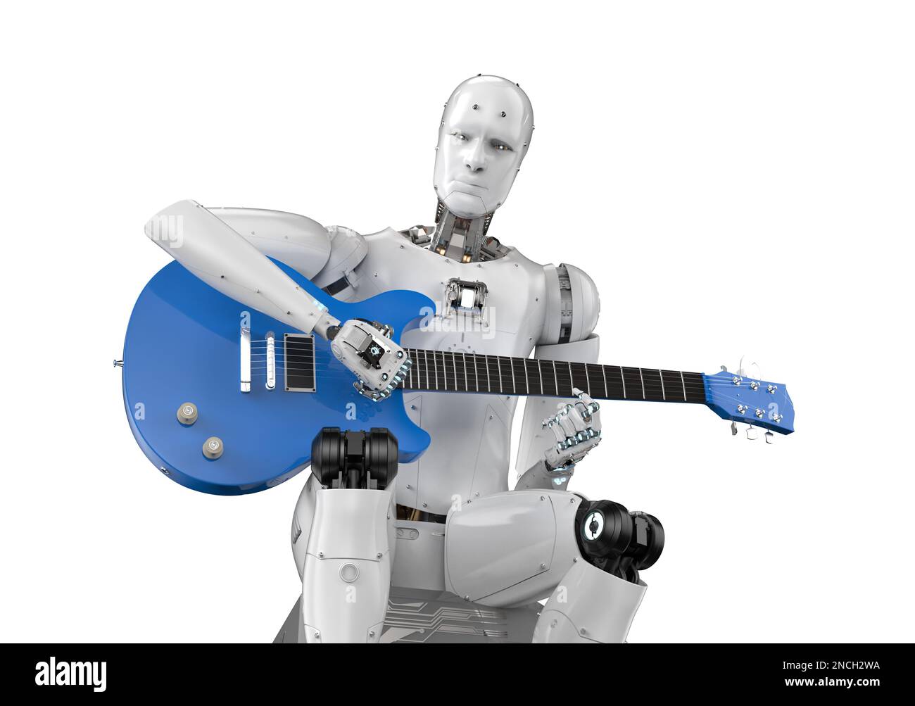 Ai music composer or generator with 3d rendering robot play guitar ...