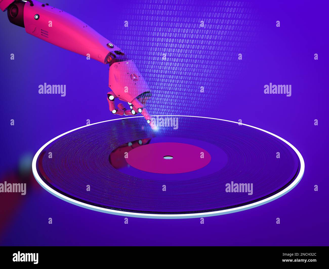 Ai music composer or generator with 3d rendering robot with vinyl ...