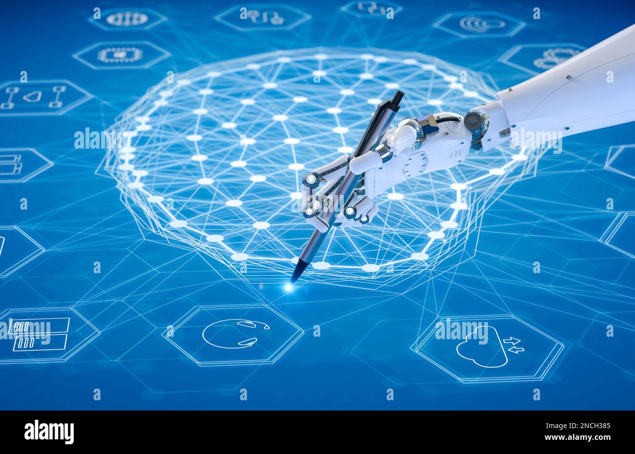 Ai technology concept with 3d rendering robot with ai brain Stock Photo ...