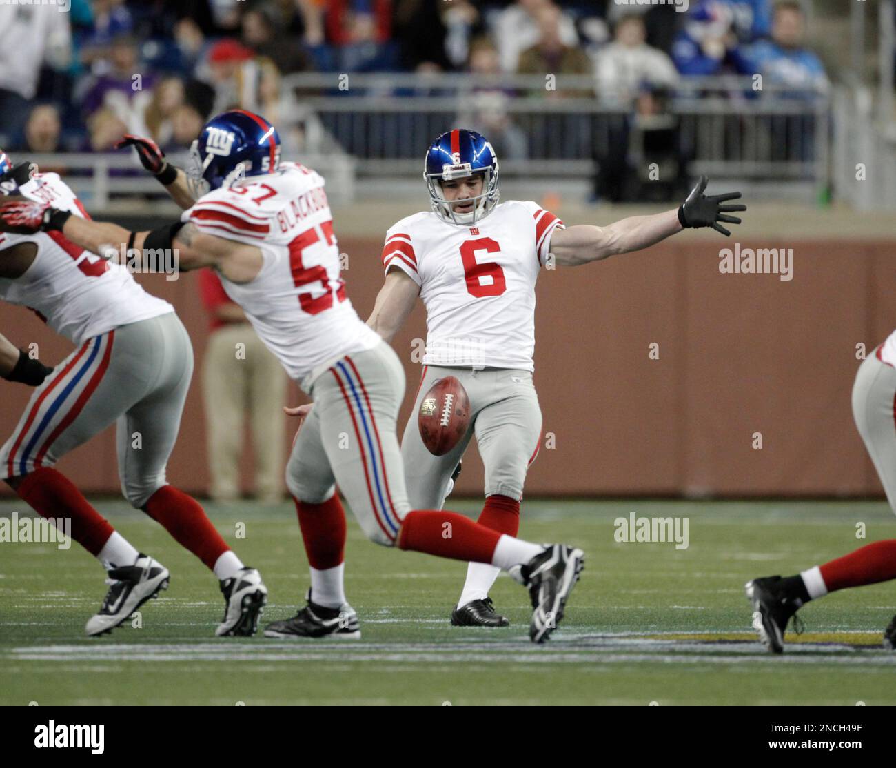 New York Giants' Matt Dodge punts against the Minnesota Vikings in the ...