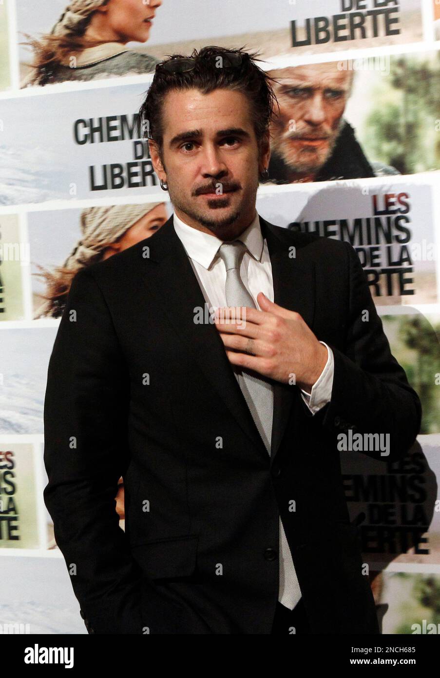Irish actor Colin Farrell poses before the screening of the French ...