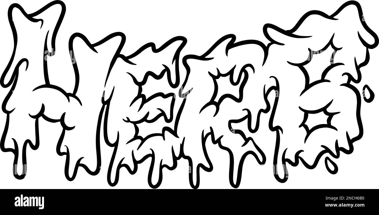 Melting herb font hand lettering word monochrome vector illustrations ...