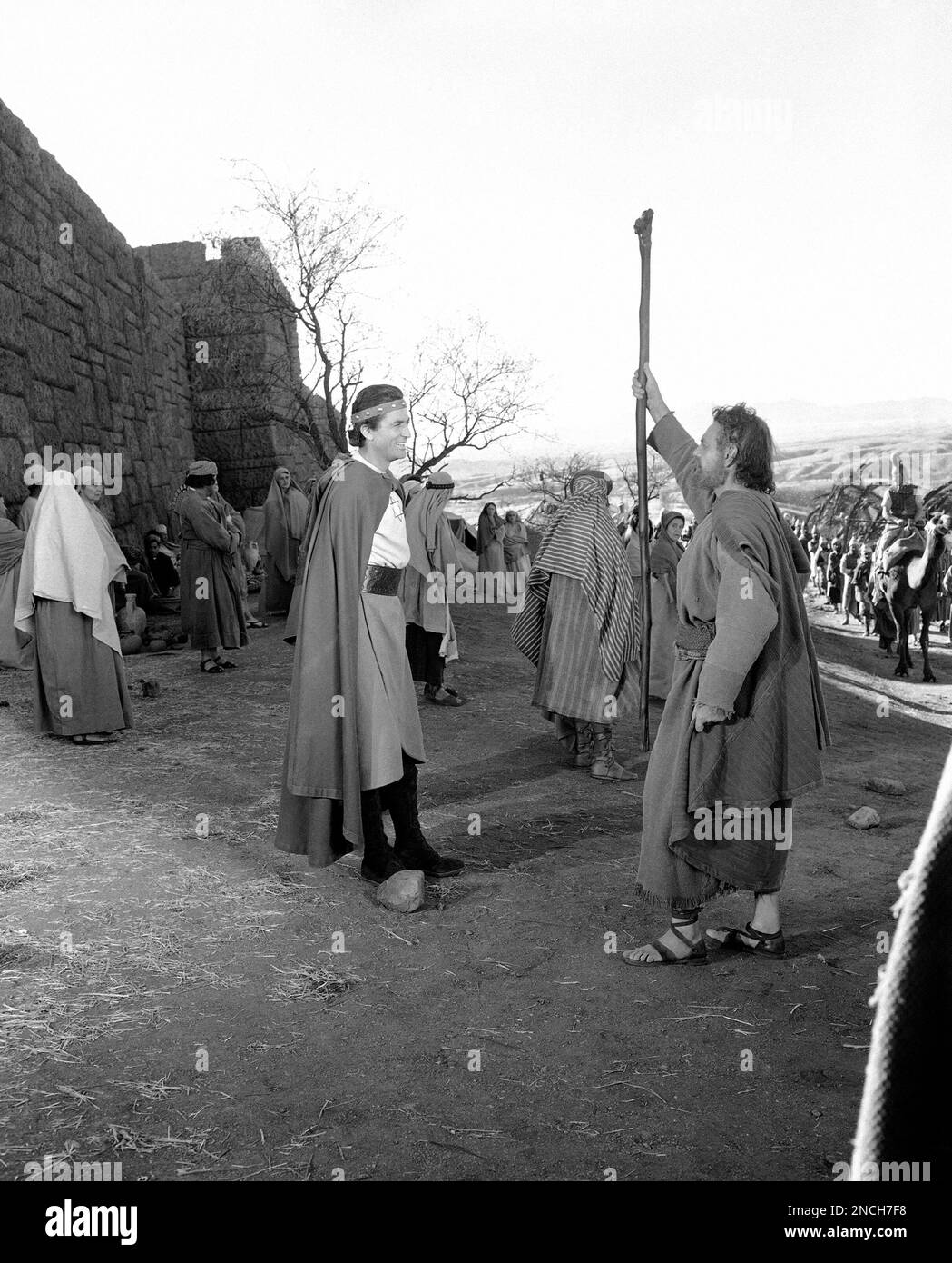 Movie star Gregory Peck as King David greets the bearded prophet ...
