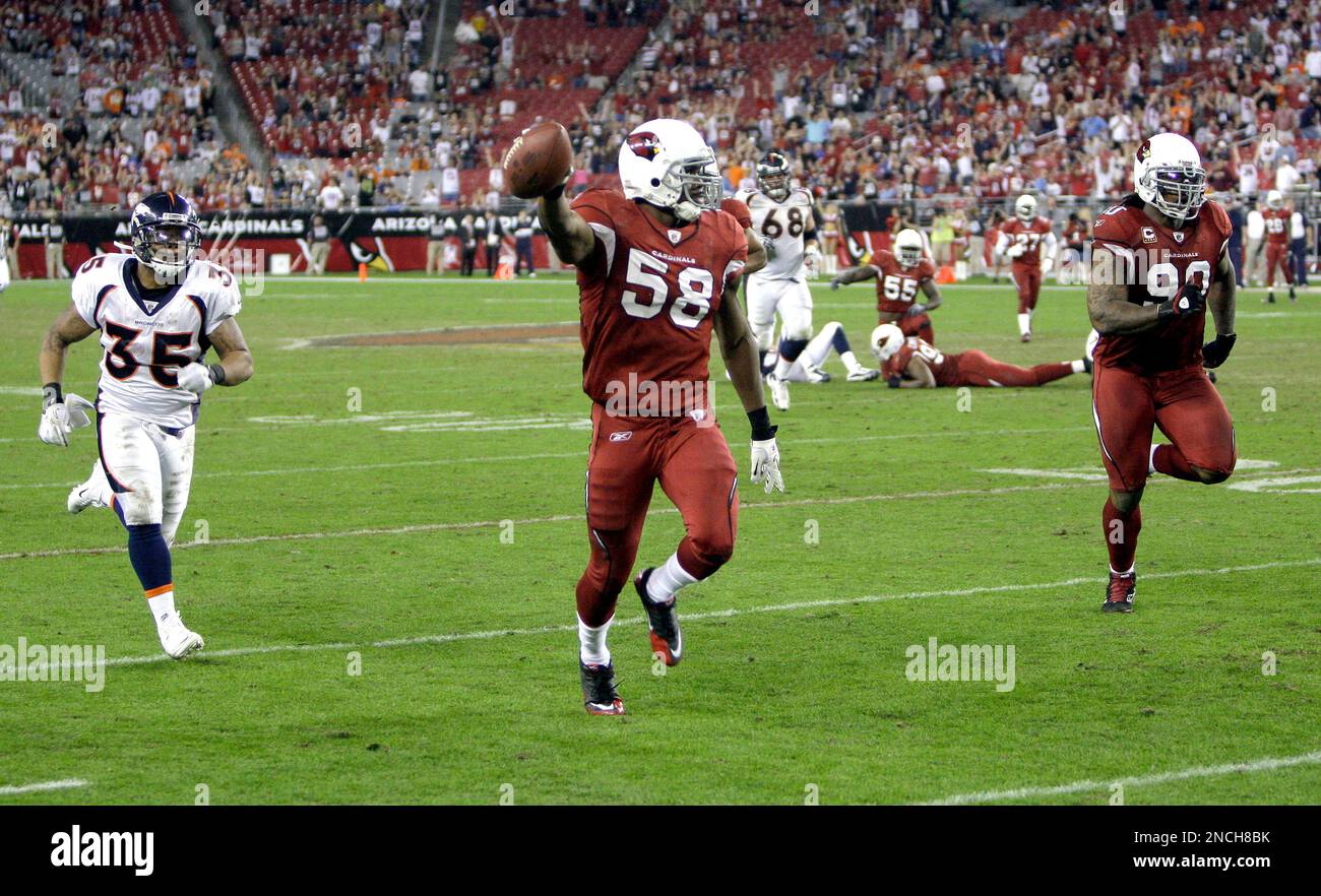 Arizona Cardinals' Daryl Washington (58) celebrates an interception ...