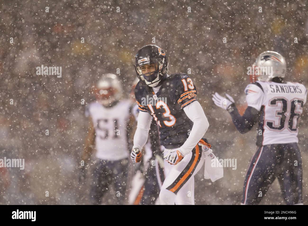 New England Patriots' Johnny Knox(13) reacts in the second half of an ...