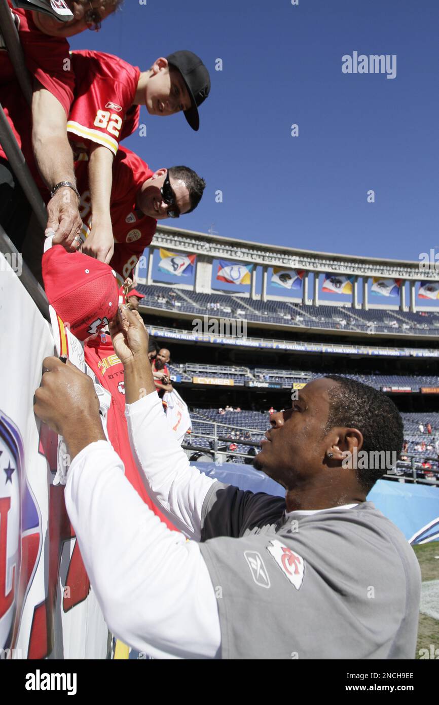 Kansas City Chiefs cornerback Brandon Carr signs autographs before ...