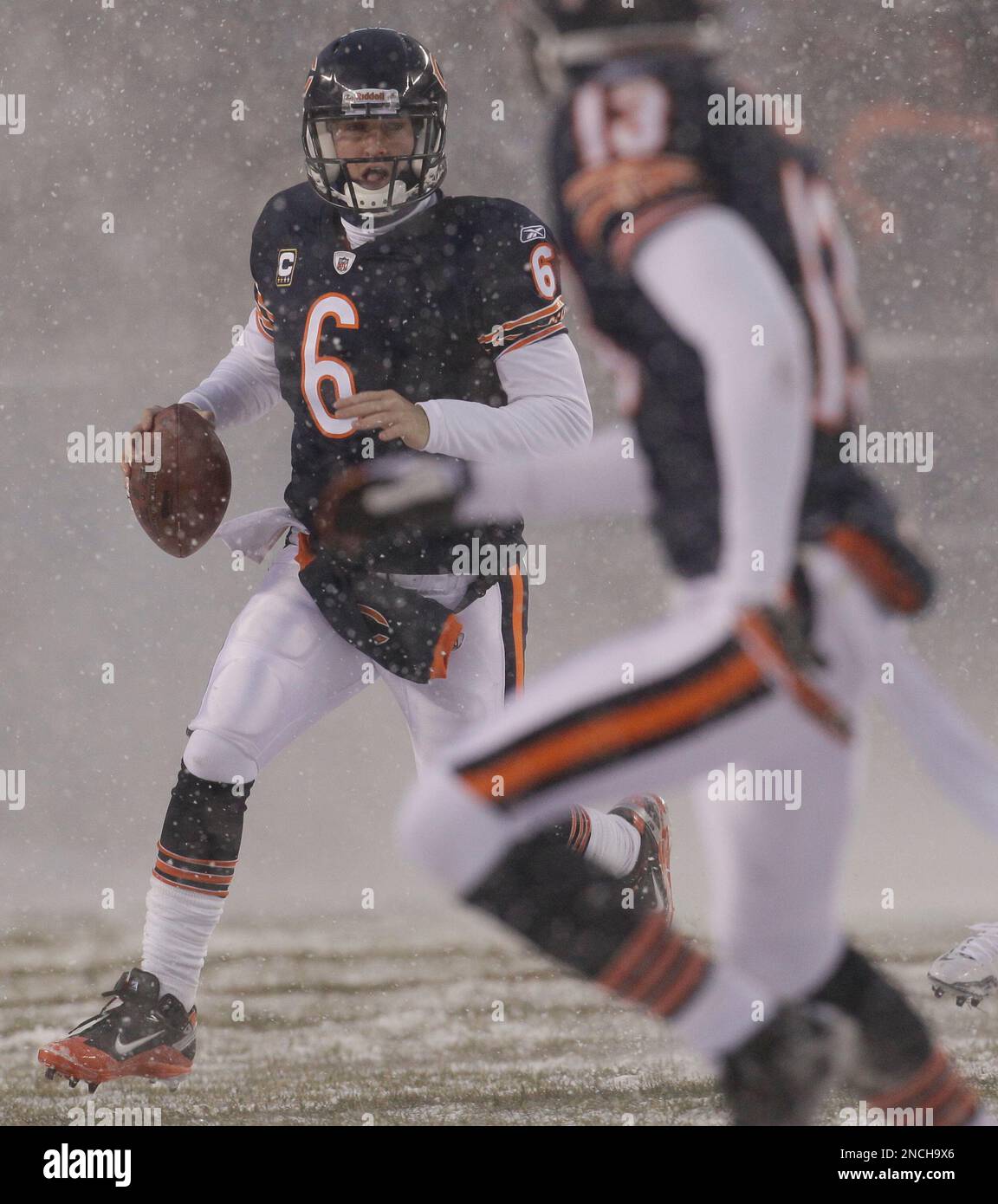 Chicago Bears quarterback Jay Cutler drops back to pass in the first ...