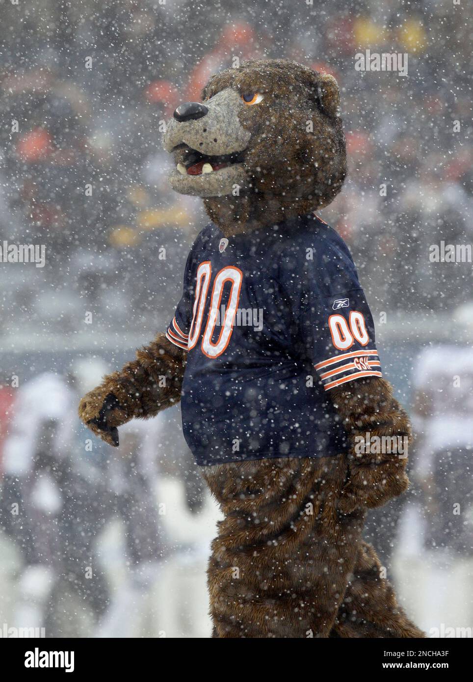 Chicago Bears mascot Staley Da Bears is seen in the first half an NFL ...