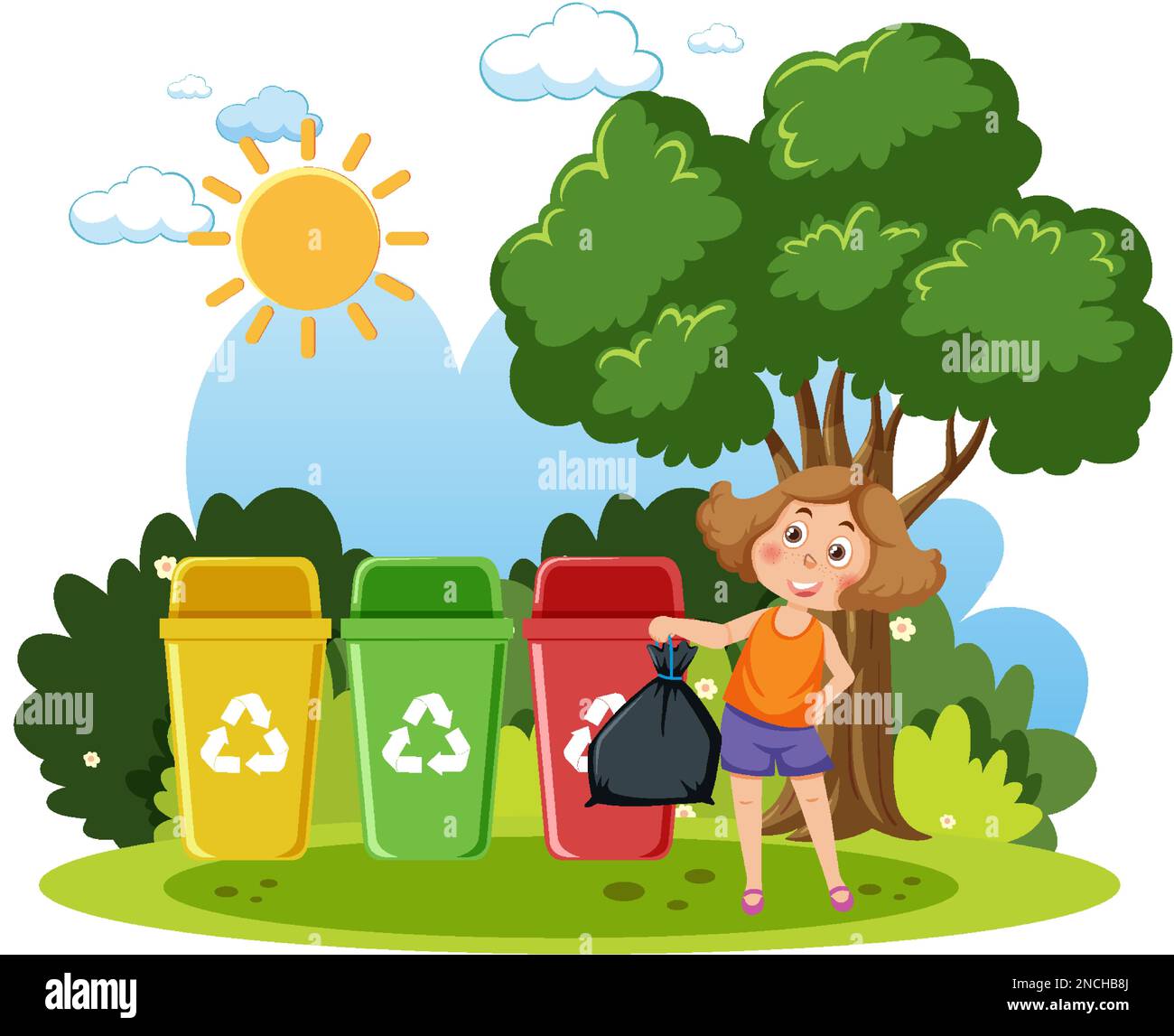 Different types of bins at park illustration Stock Vector Image & Art ...