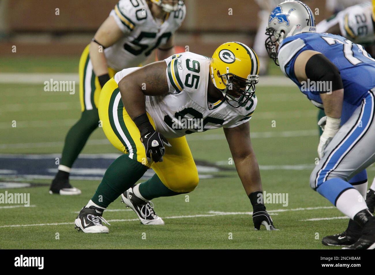 Green Bay Packers defensive tackle Howard Green (95) waits for the snap ...