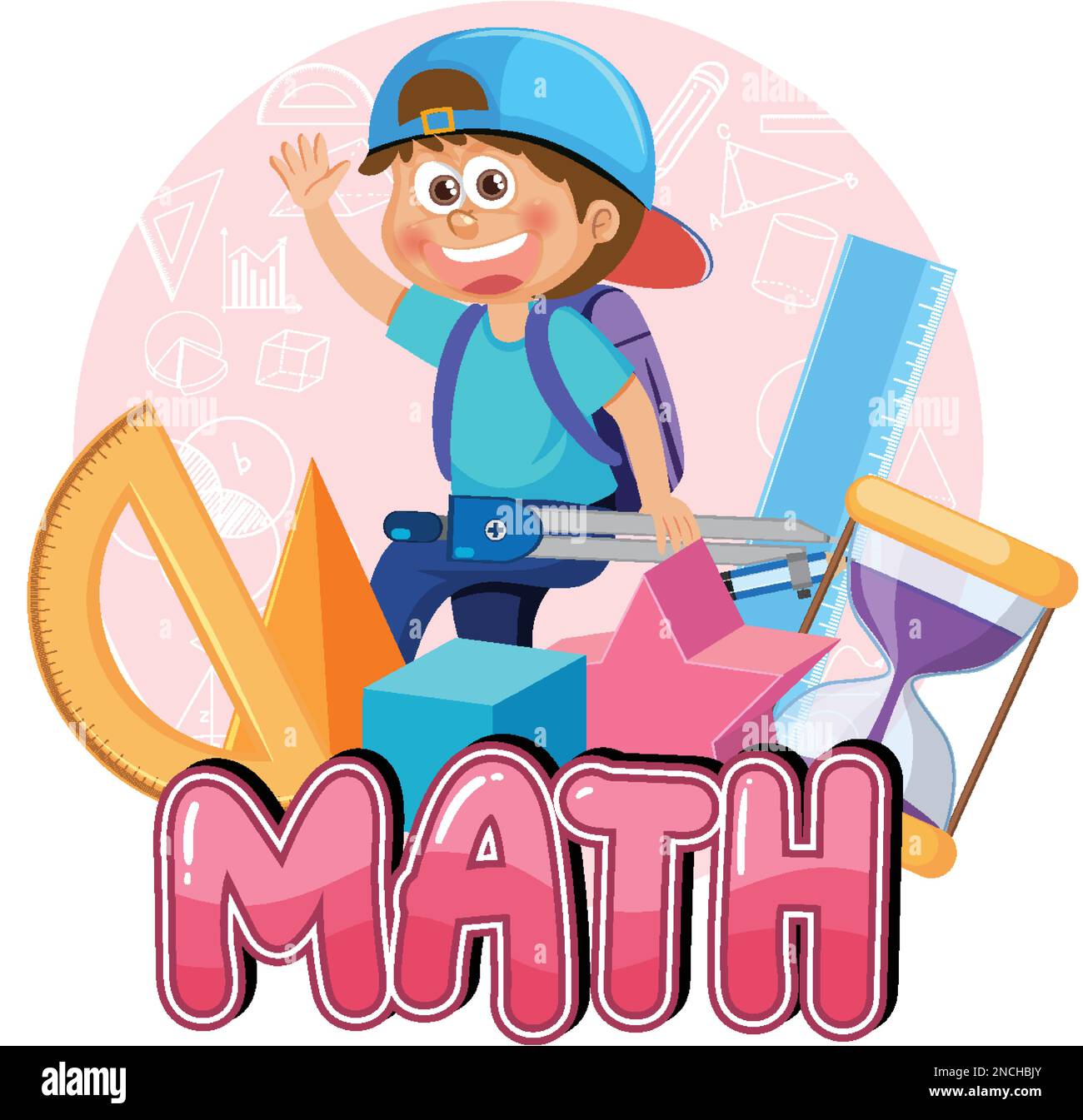 Kid with math element banner illustration Stock Vector Image & Art - Alamy