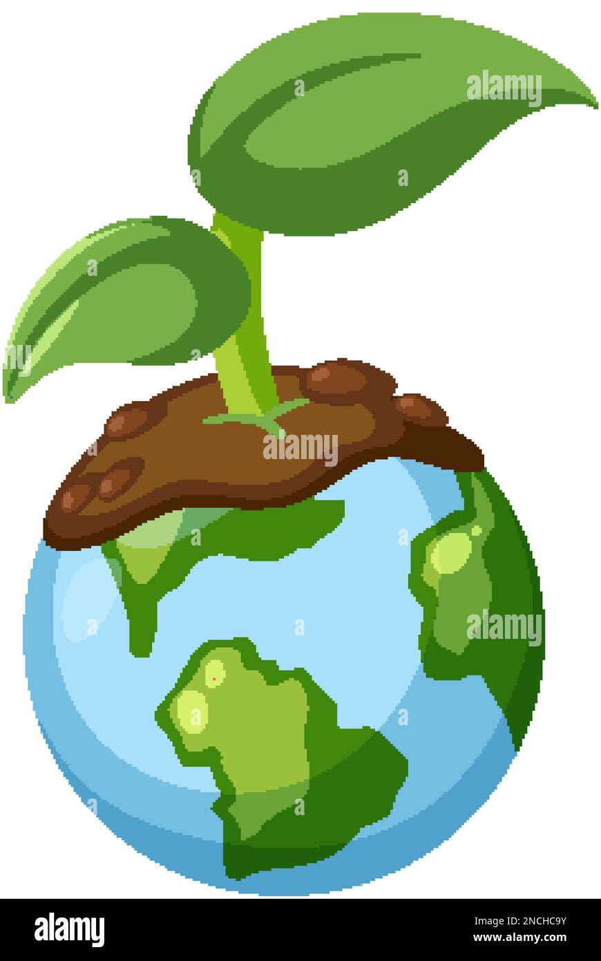 World earth day concept with plant growing on earth illustration Stock ...