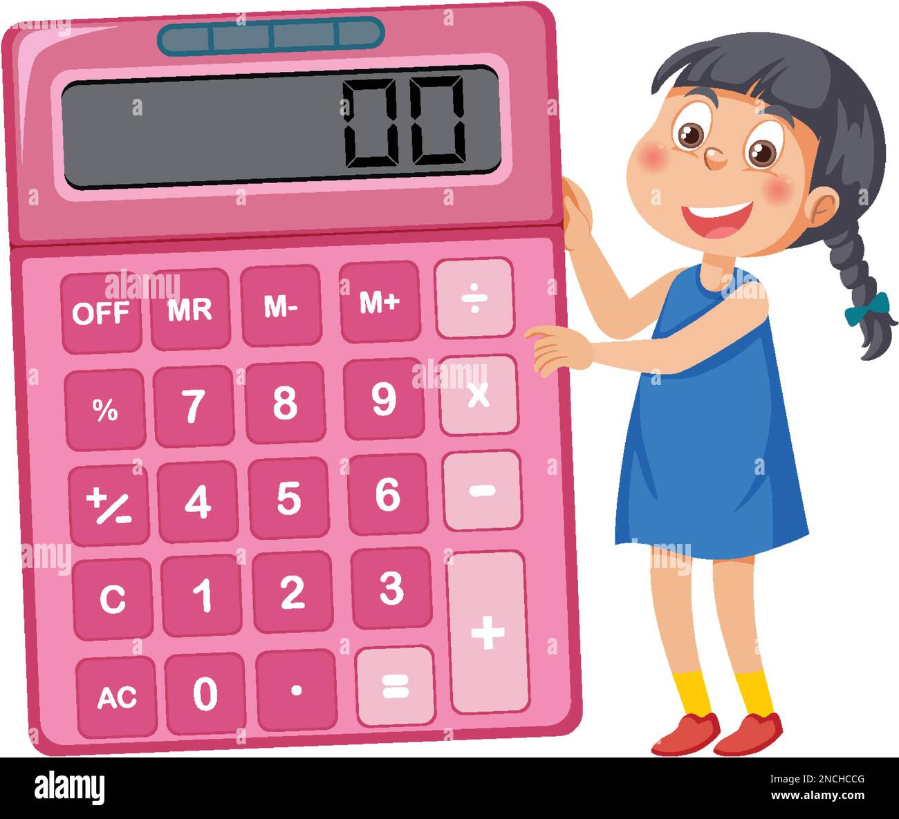 Girl with calculator cartoon illustration Stock Vector Image & Art - Alamy