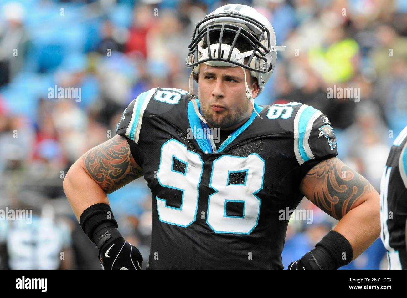 Carolina Panthers defensive tackle Nick Hayden (98) is shown during an ...