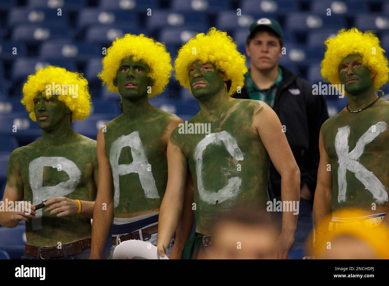 Green Bay Packer fan with body paint at the NFL football game between ...