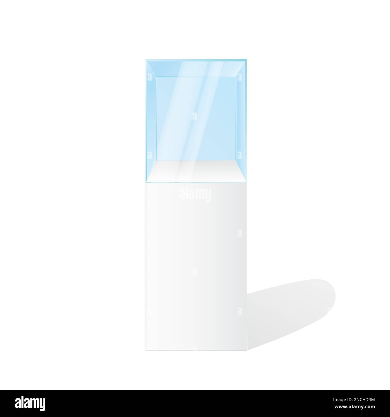 Realistic glass square showcase vector. Empty glass box isolated on white. 3d style Stock Vector ...