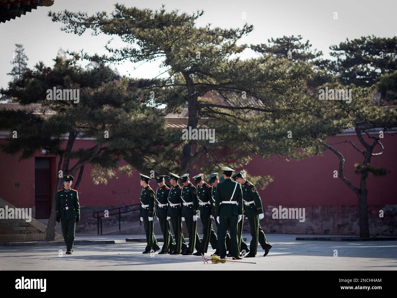 Chinese paramilitary policemen practice their marching step at the ...