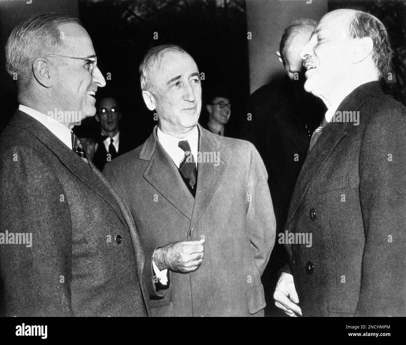 President Harry S. Truman, left, talks informally with British Prime ...