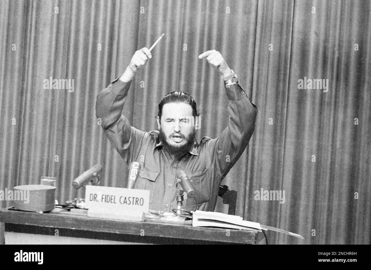 Premier Fidel Castro gestures angrily as he censured resigned ...