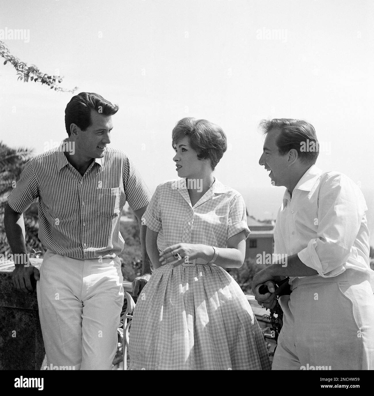 From left to right are Rock Hudson, Gina Lollobrigida and Bobby Darrin ...