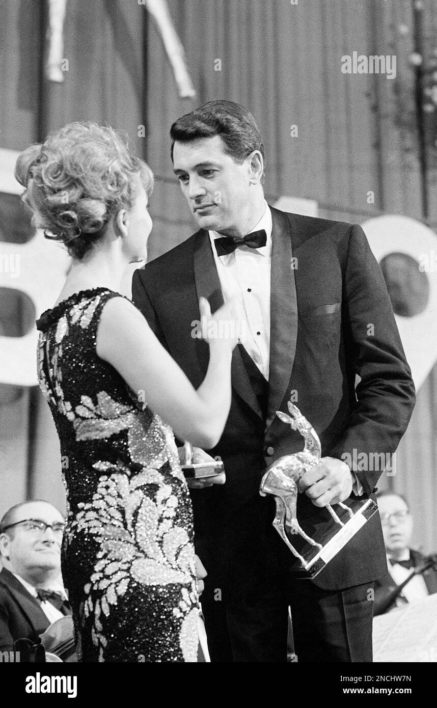 American screen actor Rock Hudson and Swiss maid Liselotte Pulver ...