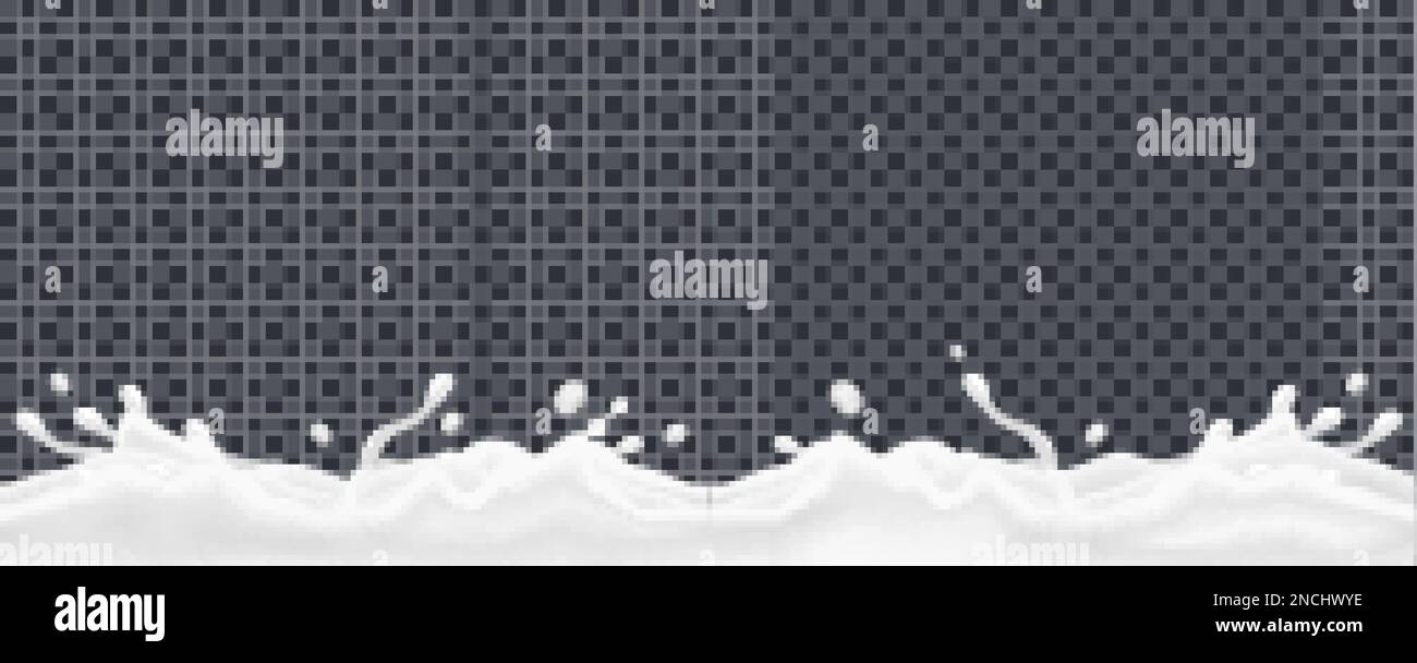 Milk splashes realistic border seamless pattern on transparent ...